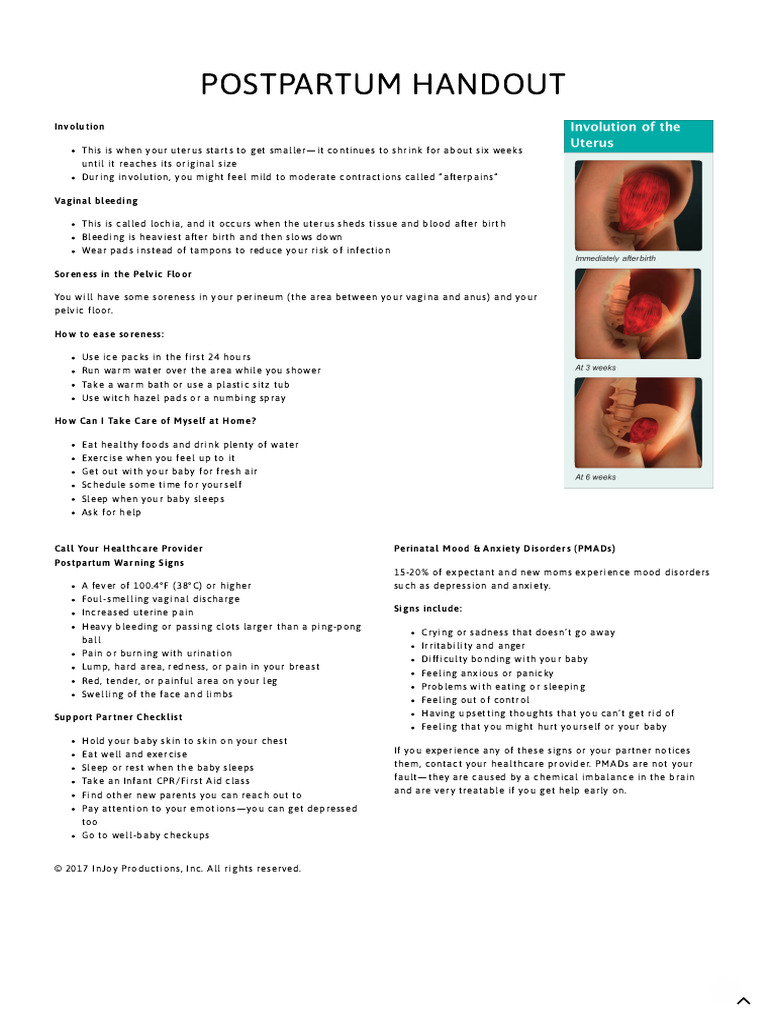 Postpartum Care and Warning Signs Guide | PDF | Postpartum Period | Infants