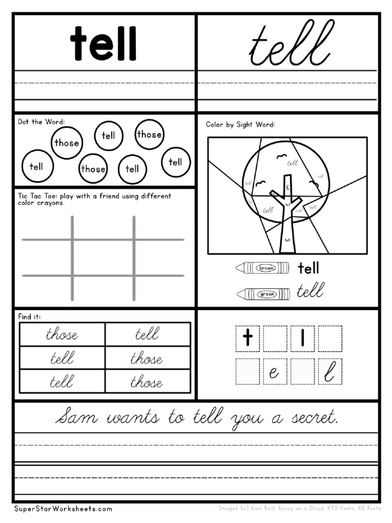 Second Grade Sight Word Worksheet Tell | PDF