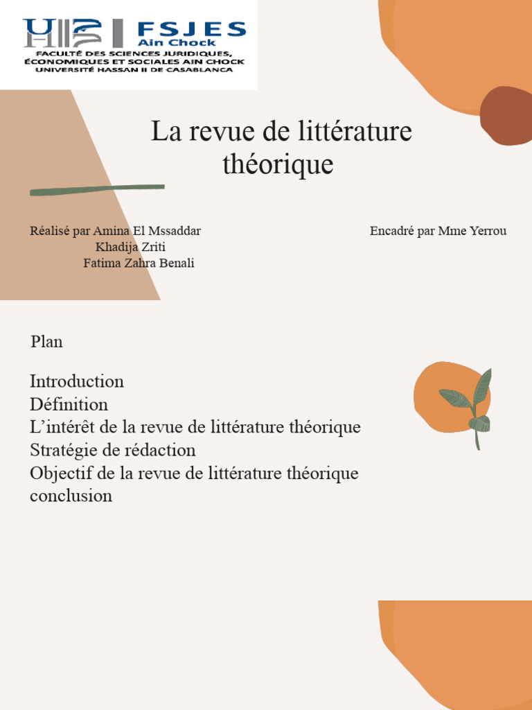 Guide de la revue de littérature théorique | PDF | Revue de littérature