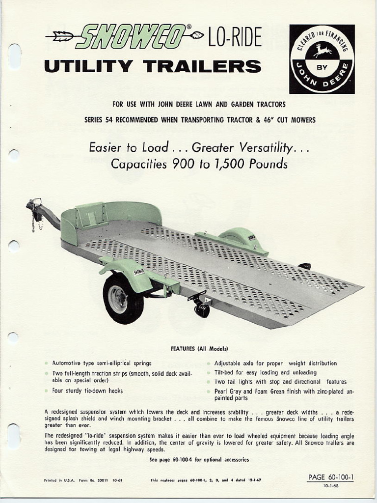 Snowco Model 48 54 and 66 Trailer Brochure | PDF