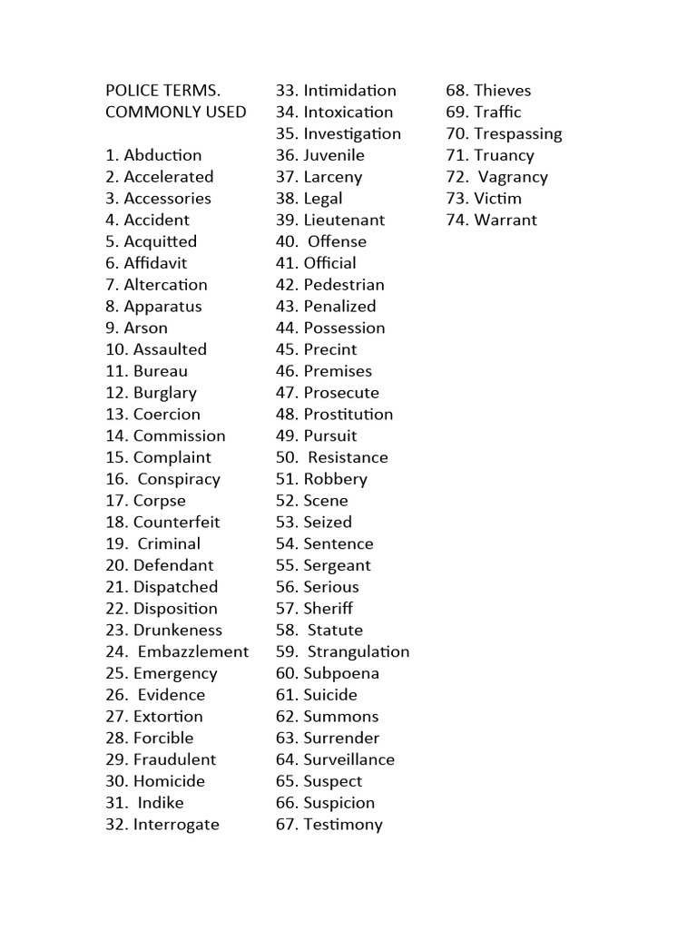 Common Police Terms Explained | PDF