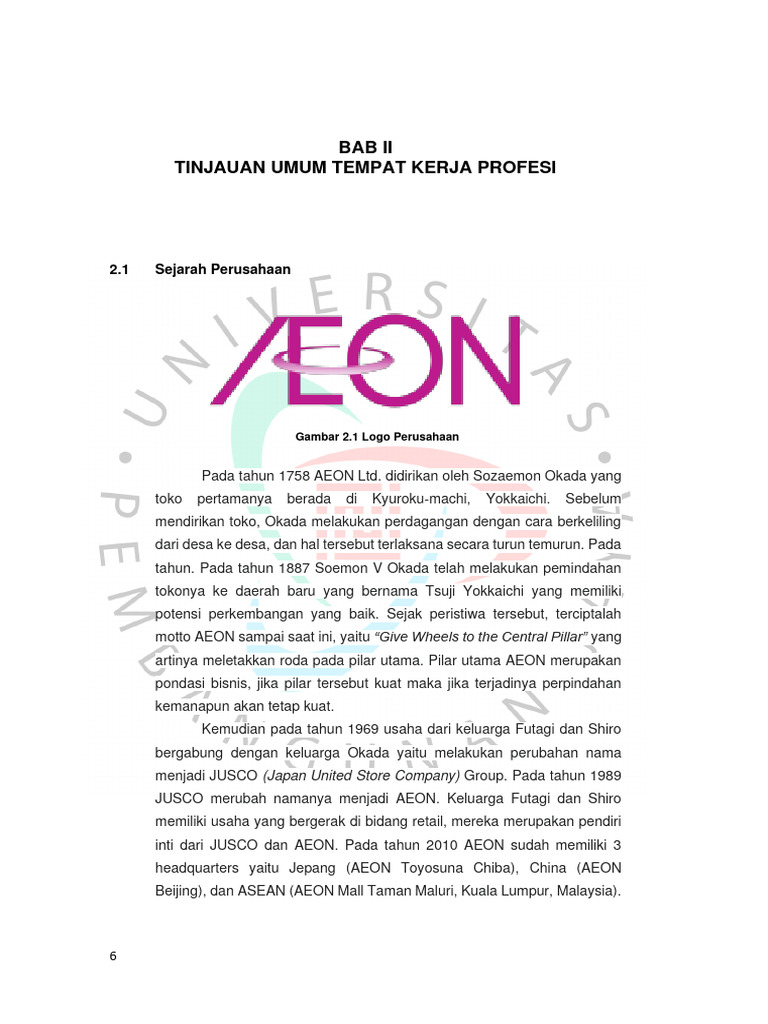 Struktur Organisasi Aeon Mall Indonesia | PDF