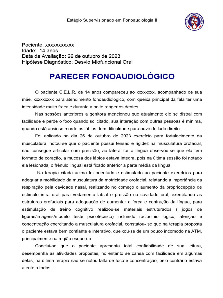 Parecer Fonoaudiologico | PDF