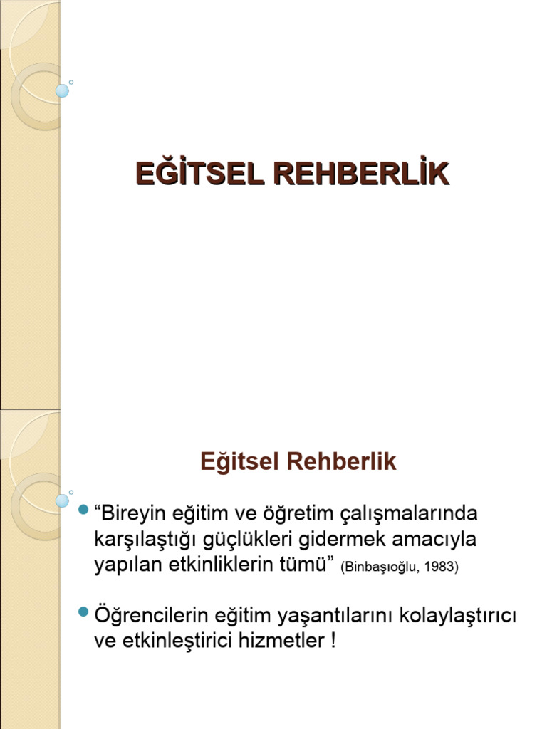 Bölüm Eğitsel Rehberlik | PDF