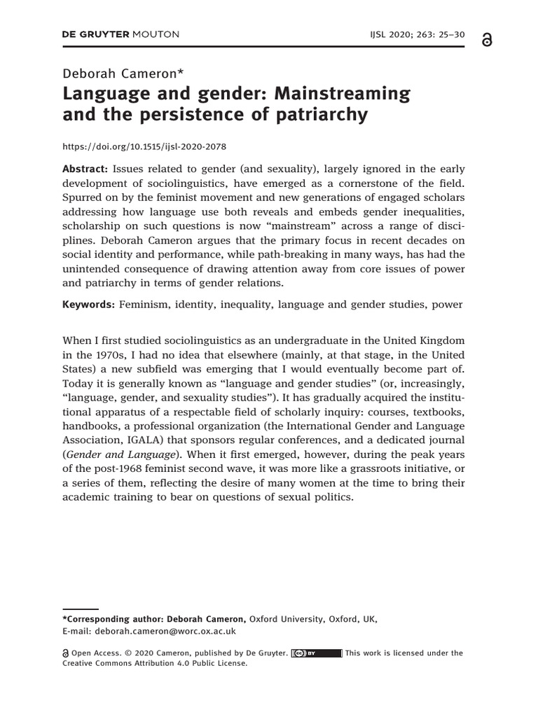 Language and Gender Mainstreaming and TH | PDF | Gender | Gender Studies