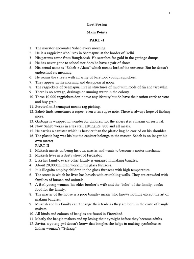 English - Lost Spring Summary | PDF | Religion & Spirituality