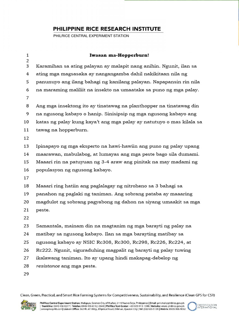 Iwasan Ma Hopperburn | PDF