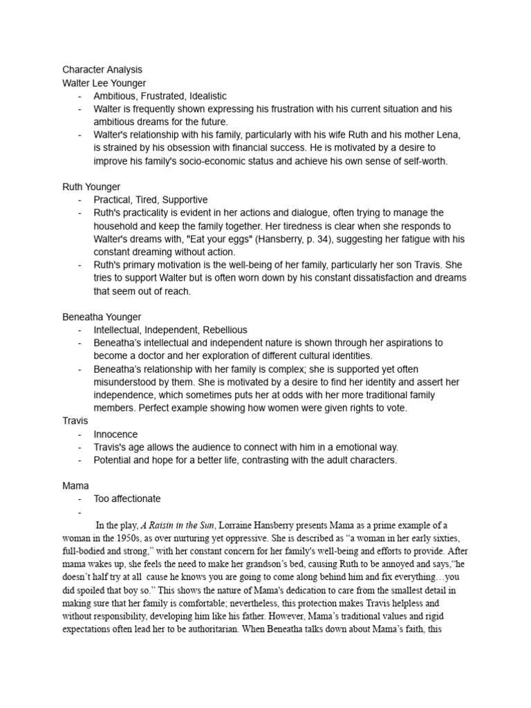 Notes Raisin in The Sun | PDF | Behavioural Sciences | Psychology