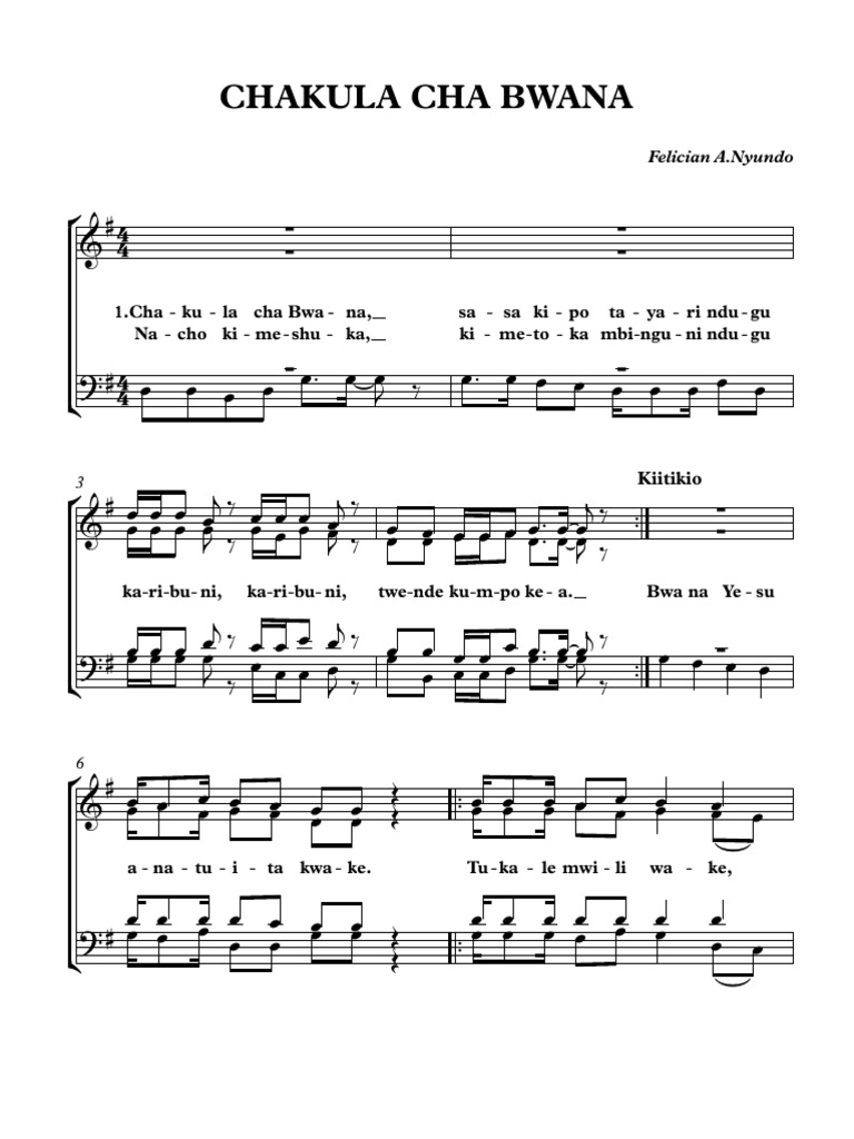 CHAKULA CHA BWANA - Full Score | PDF
