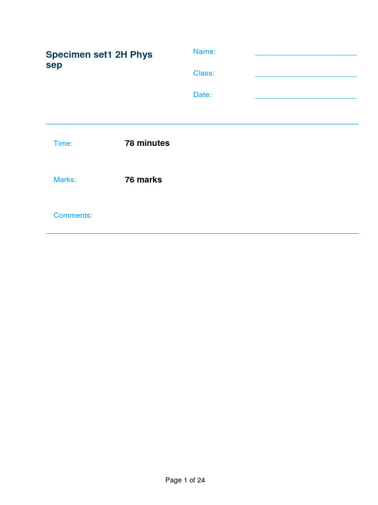 Specimen Set1 2h Physics Sep Qs With Ms 1 | PDF | Friction | Transformer