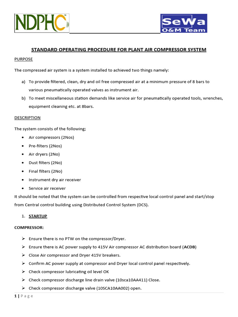 Plant Compressed Air System | Download Free PDF | Valve | Energy Technology