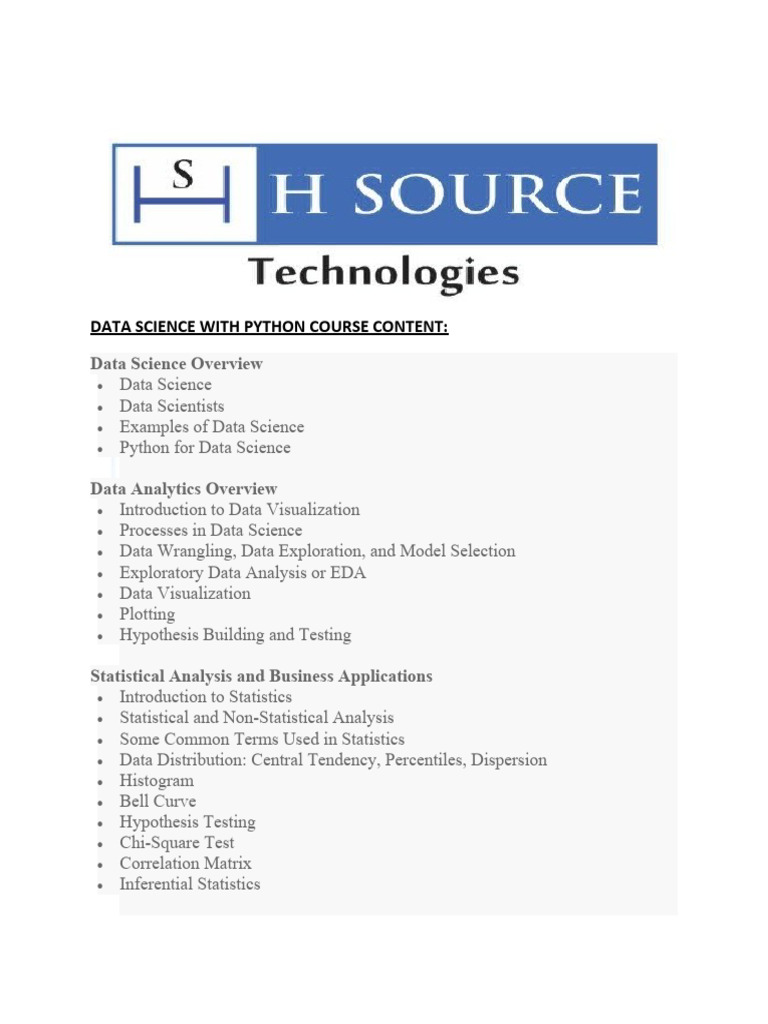 Data Science With Python Ml Course Syllabus | PDF | Statistics | Python (Programming Language)