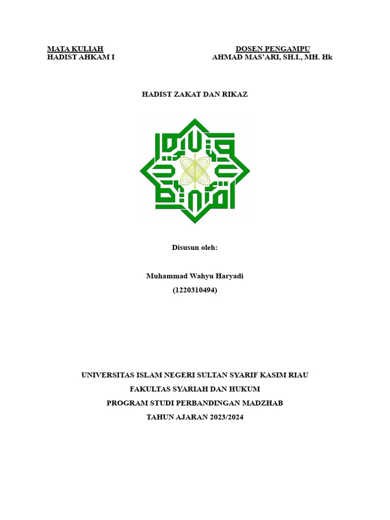 (Zakat Dan Rikaz) Wahyu | PDF