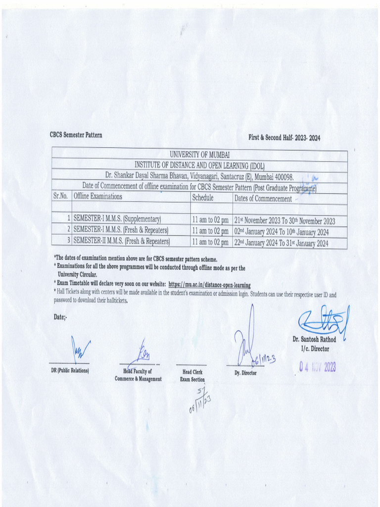 MMS Revised Exam Dates Notice | PDF