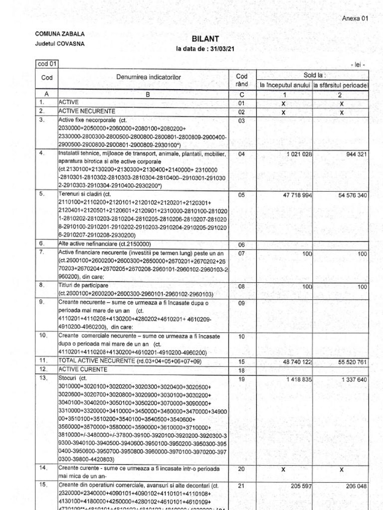Bilant Trim I 2021 | PDF
