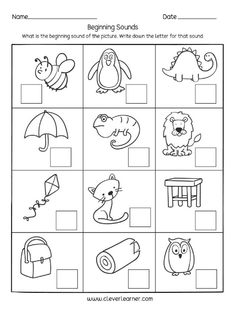 Theme Beginning Letter Sounds Preschool Worksheets 07u | PDF