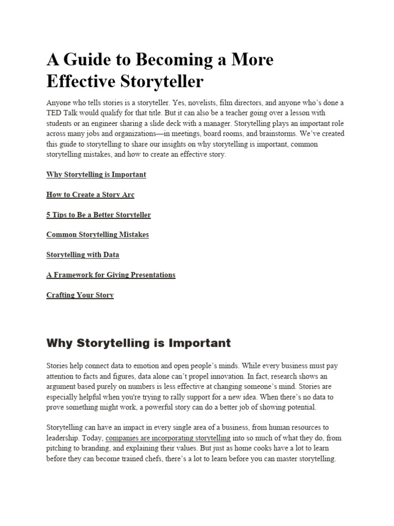Mastering Effective Storytelling Techniques | PDF | Storytelling ...