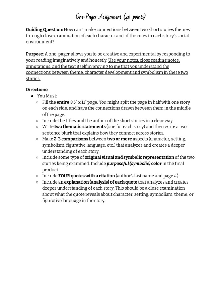 One-Pager Assignment Info & Rubric | PDF | Human Communication | Cognition