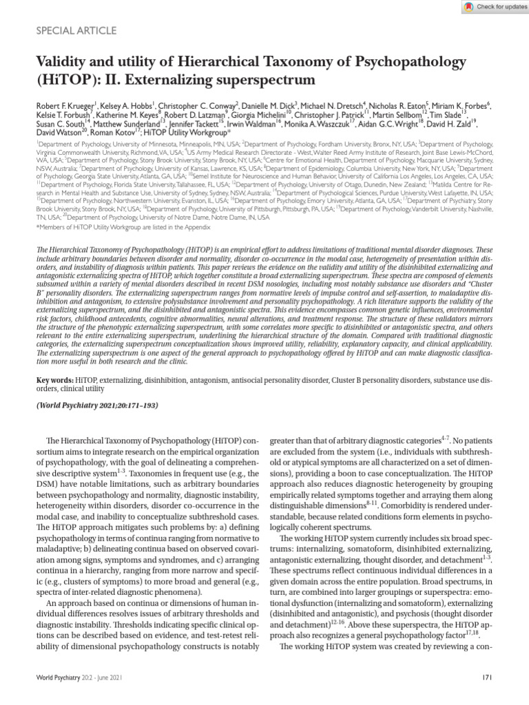 World Psychiatry - 2021 - Krueger - Validity and utility of ...