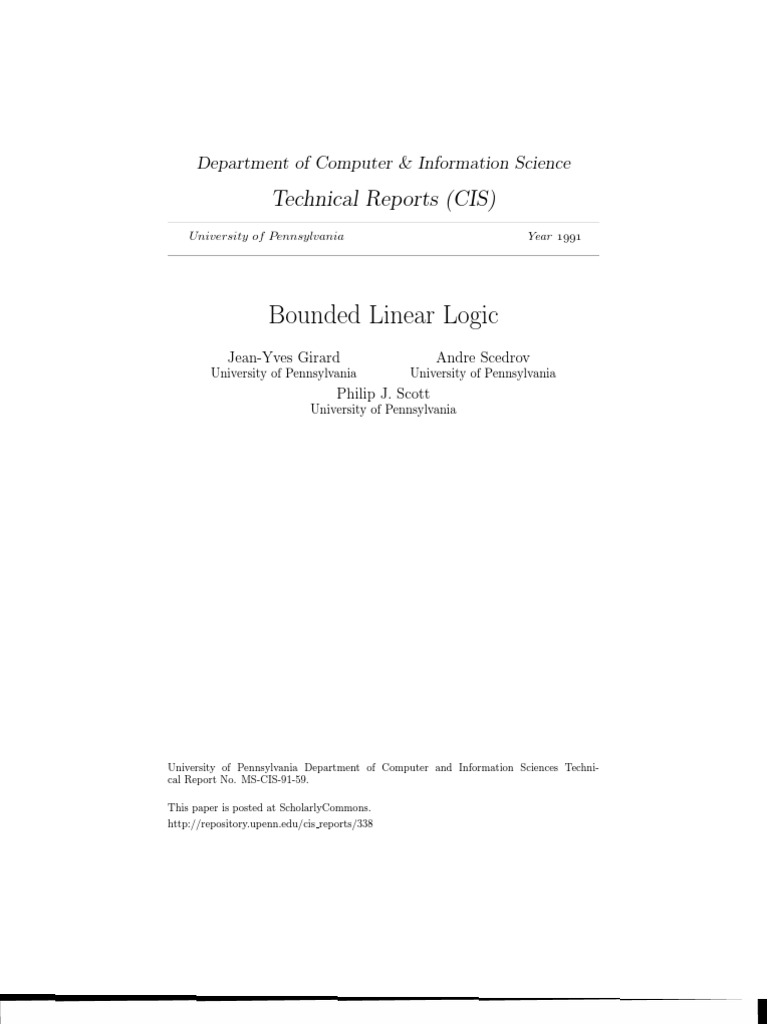 Bounded Linear Logic Pdf Time Complexity Computational Complexity