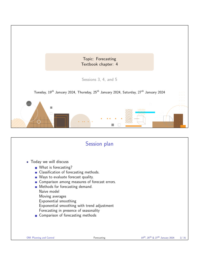 Sessions 3 4and5 Forecasting Pdf Forecasting Moving Average