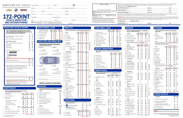 GM Checklist | Download Free PDF | Tire | Brake