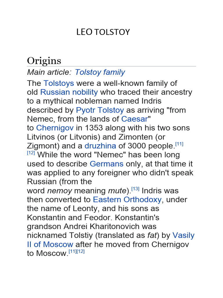 Leo Tolstoy | PDF | Leo Tolstoy | War And Peace