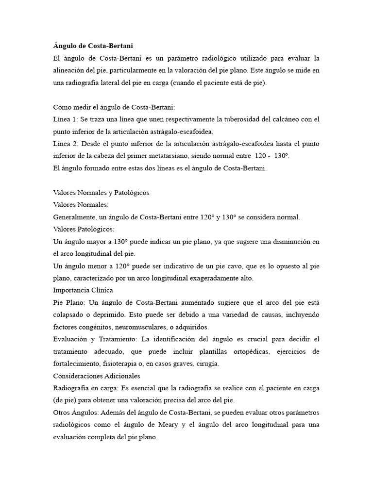 Ángulo de COSTA-BERTANI | PDF | Pie | Enfermedades y trastornos
