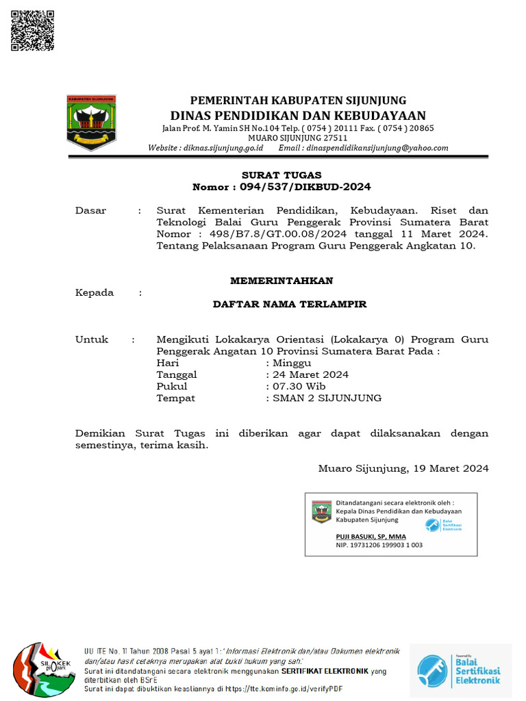 Surat Tugas PP CGP | PDF