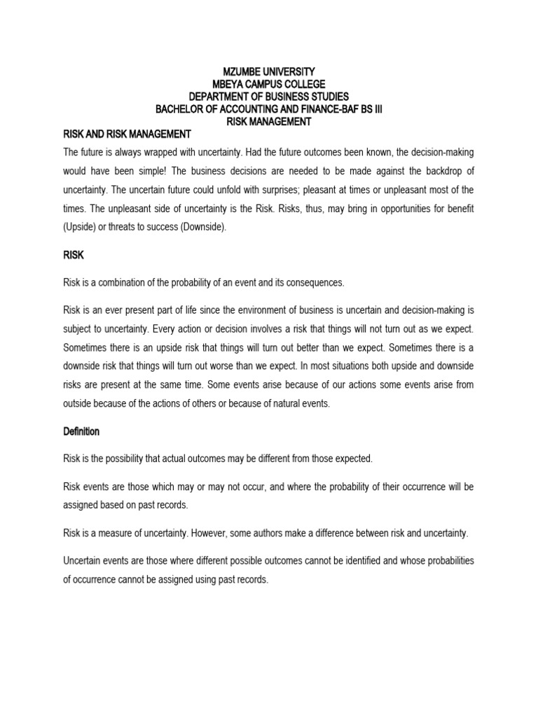 Understanding Business Risk Management | PDF | Financial Risk | Risk