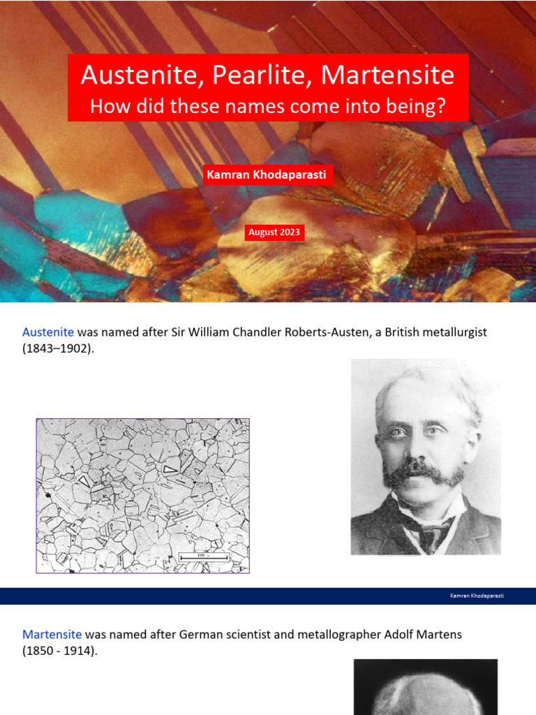 Austenite, Pearlite, Martensite - Rev. 1 | PDF | Iron | Metals