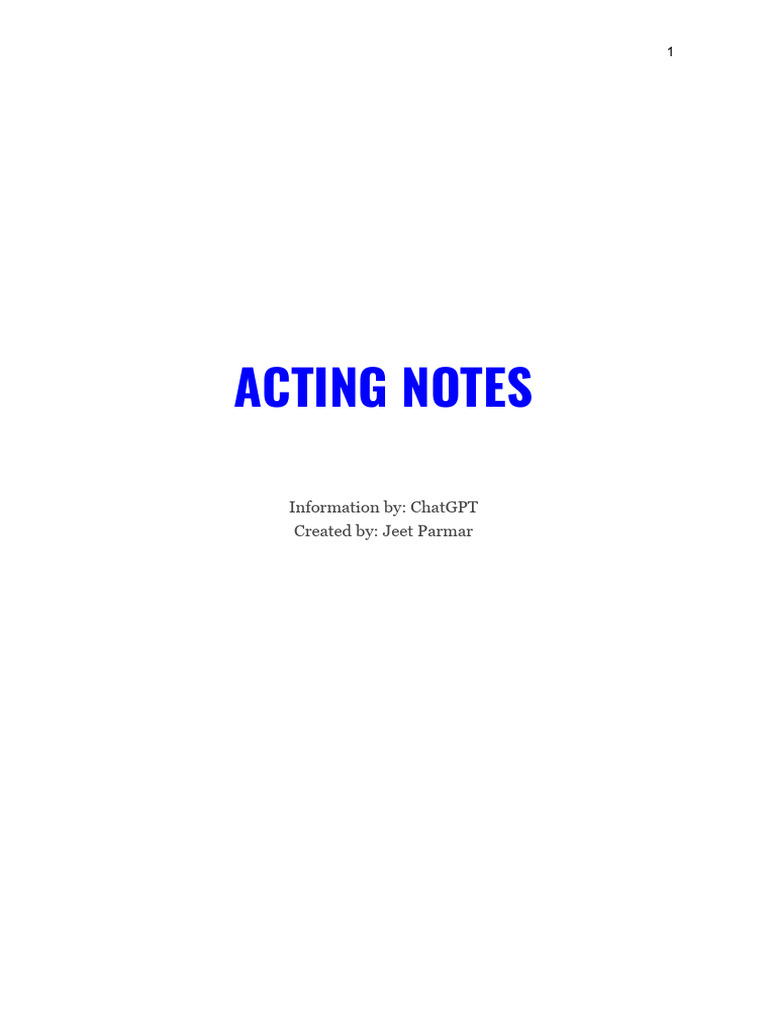 Acting Notes - Jeet Parmar | PDF | Emotions | Recall (Memory)