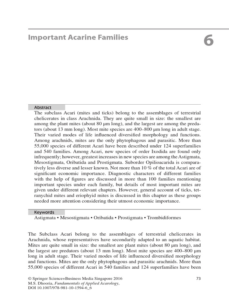 Important Acarine Families | PDF | Leaf