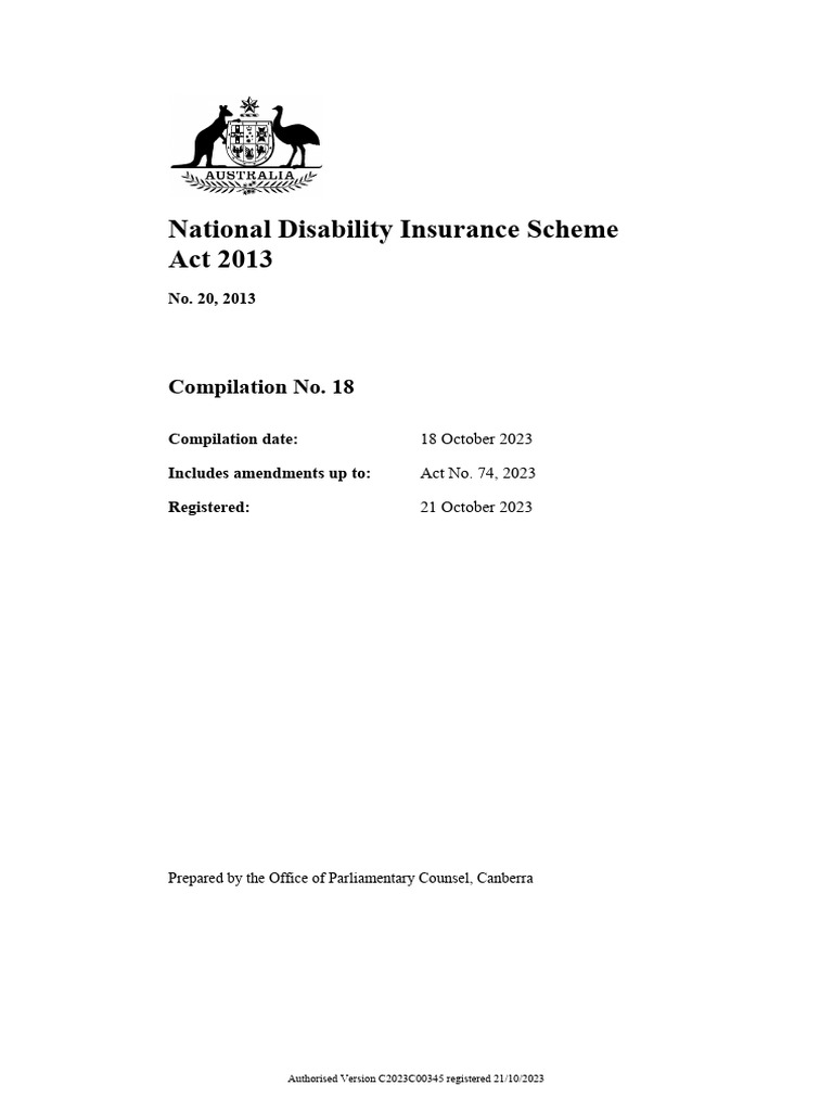 NDIS Act 2013 Compilation No. 18 | PDF | Government | Justice