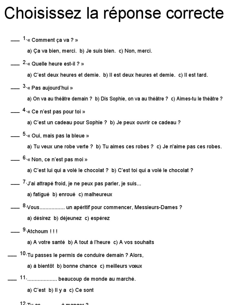 Module 1 Choisissez La Réponse Correcte 1 | PDF