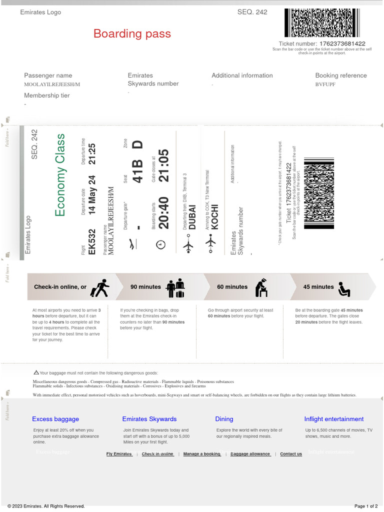 Emirates Online Checkin | PDF | Transport | Aviation