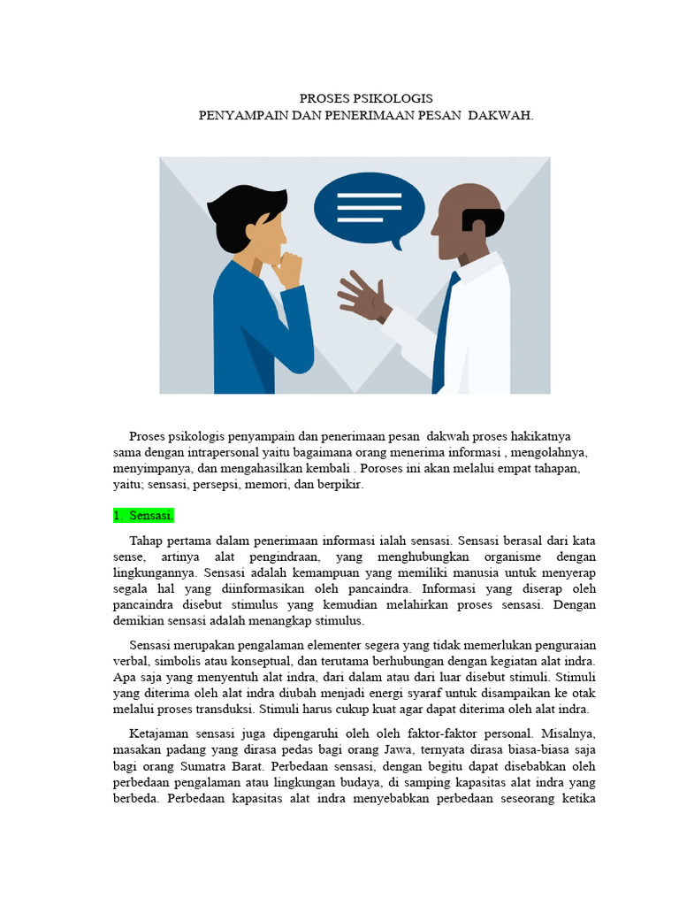 Proses Psikologis Penyampaian Pesan Dakwah | PDF | Karier ...