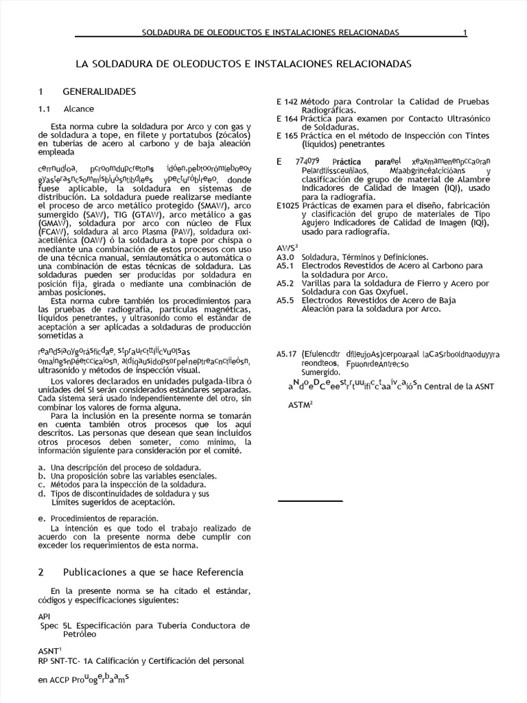 Norma API 1104 Espanol | PDF | Soldadura | Construcción