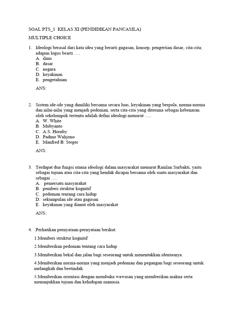 Soal Ats PPKN Xi 2023-2024 KJ | PDF | Sejarah