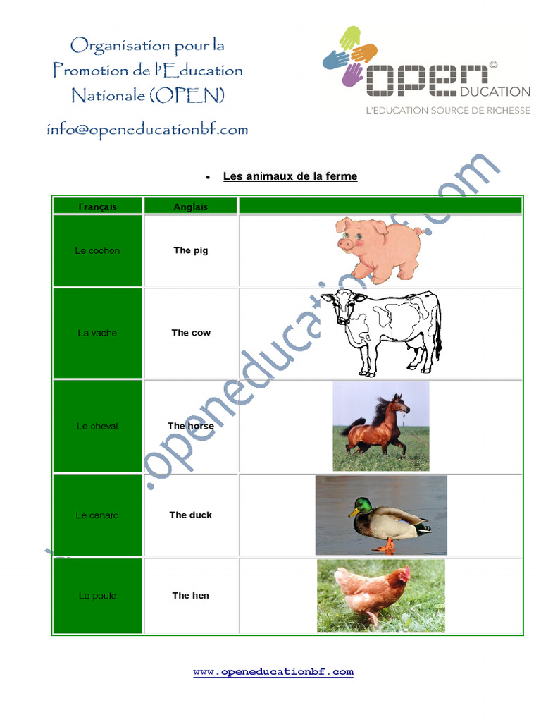 C_ANG@6e_les animaux de la ferme | PDF