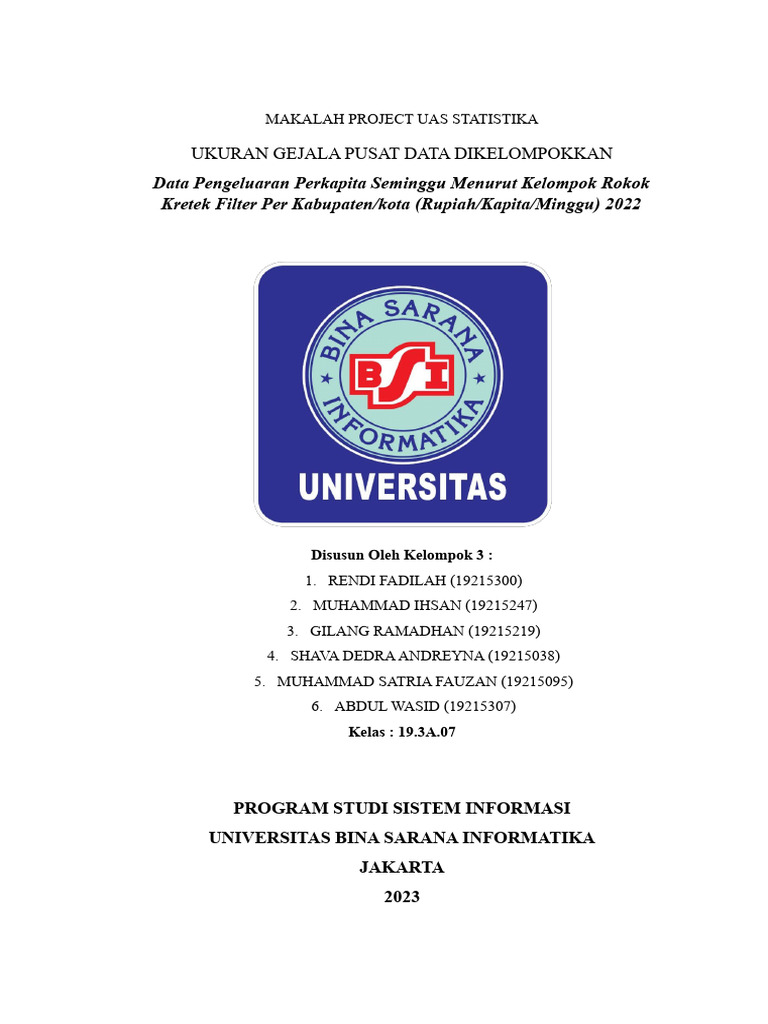 Makalah Project Uas Statistika - Rokok | PDF