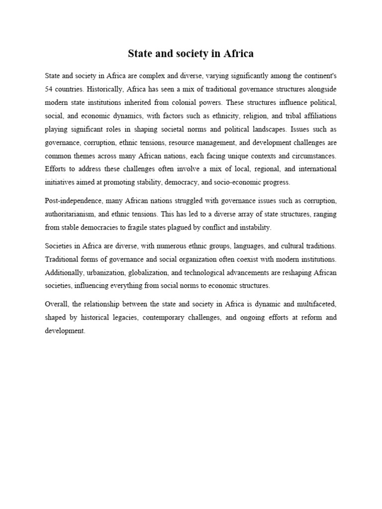 State and Society in Africa | PDF | Africa | Democratic Republic Of The ...