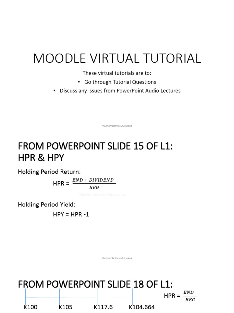 Tutorial Answers | PDF | Standard Deviation | Dividend