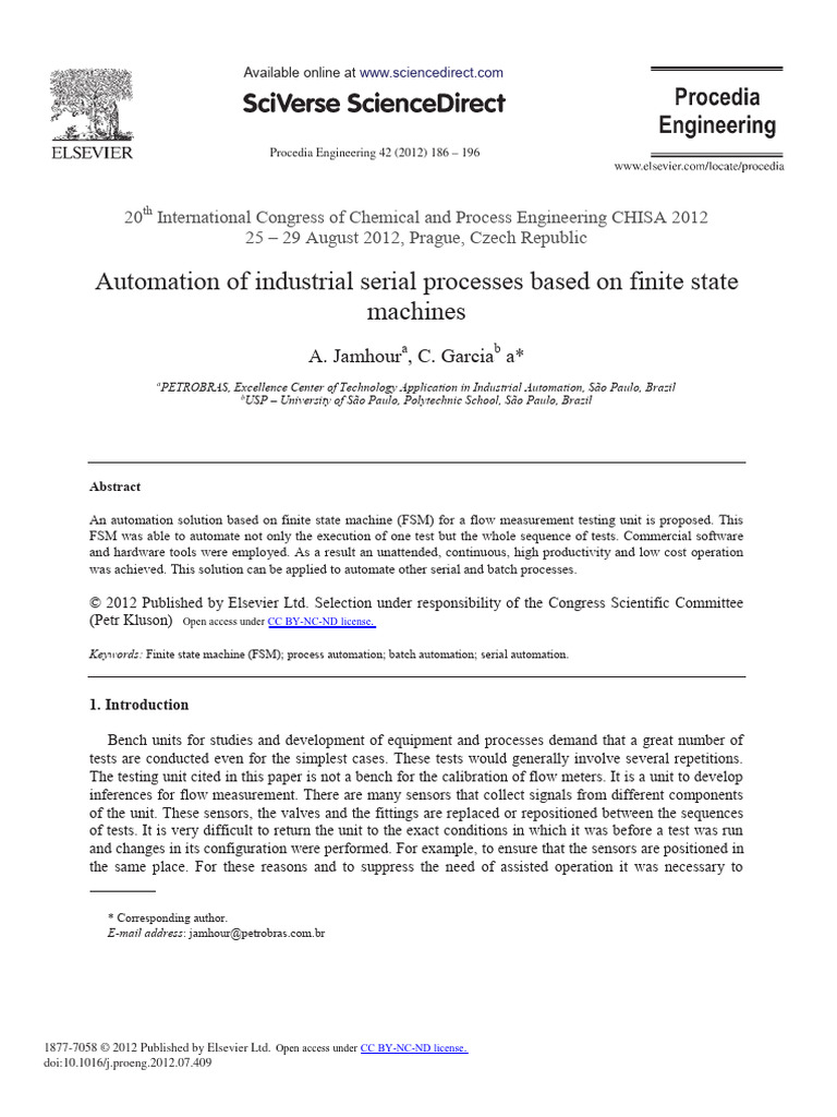 Automation of Industrial Serial Processes Based On Finite State Machines | PDF | Databases ...