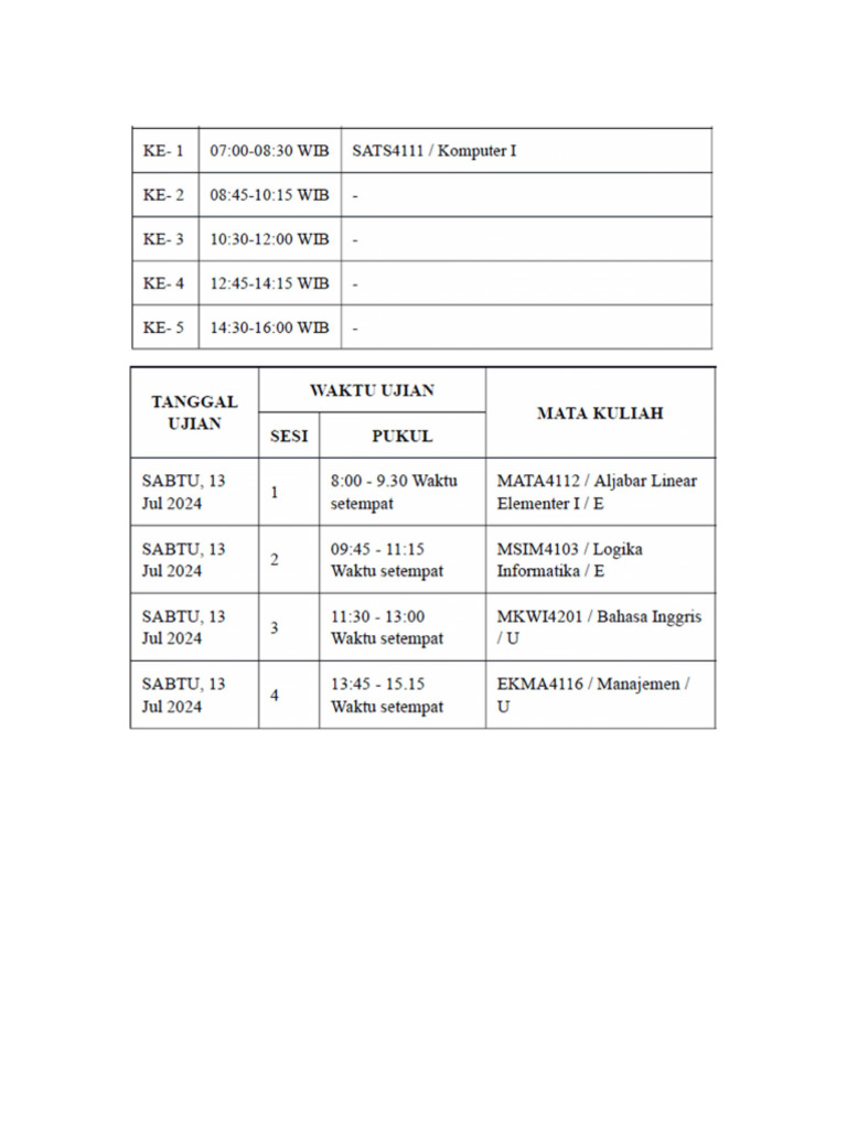 Jadwal UAS | PDF