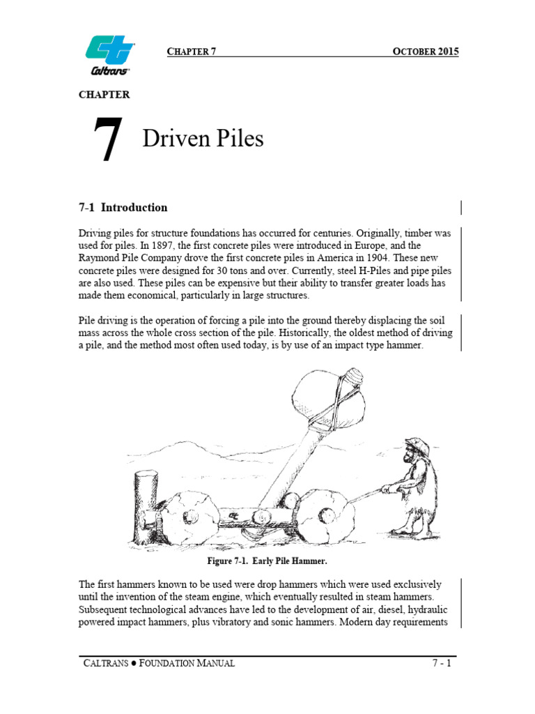 CALTRAN - Foundation - Manual - Chapt7 - Driven Piles | PDF | Deep Foundation | Diesel Engine
