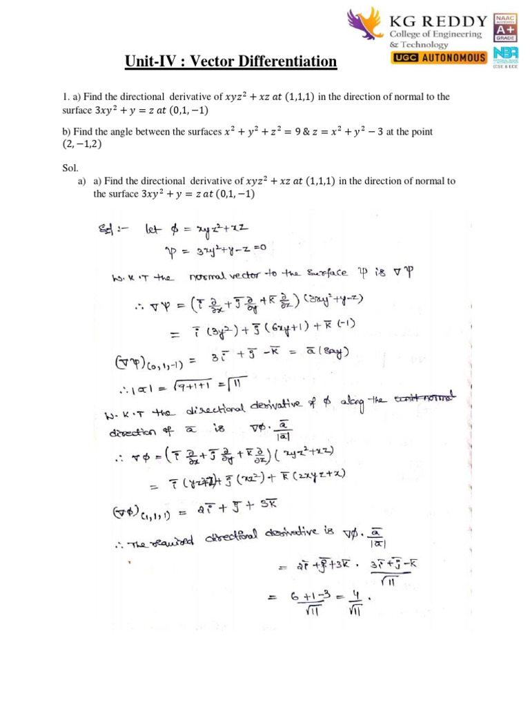 Vector Differentiation Techniques | PDF | Divergence | Derivative
