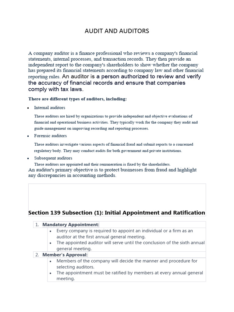 Audit and Auditors | PDF | Audit | Financial Audit