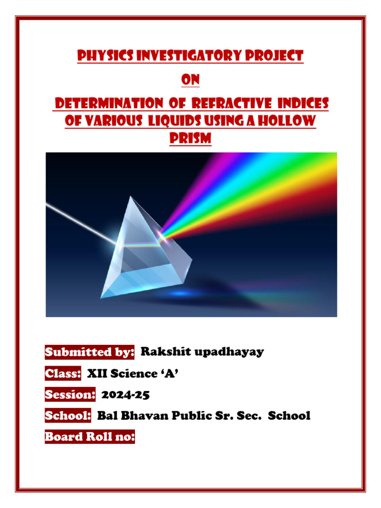 Physics Project | PDF | Refractive Index | Refraction