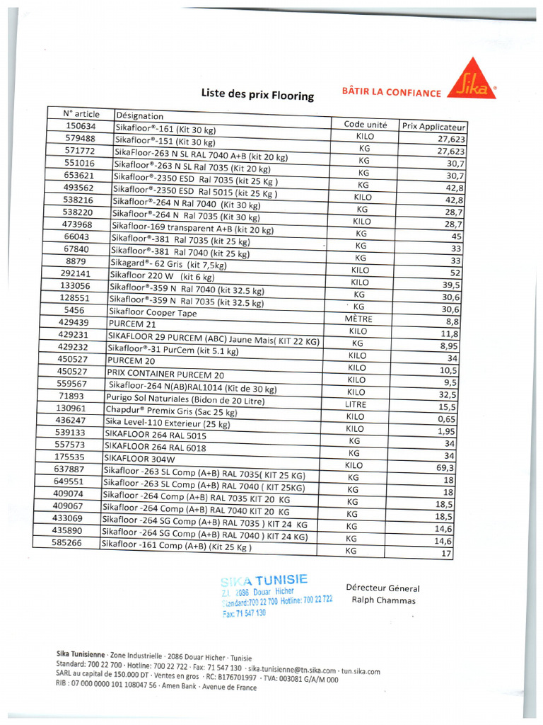 Liste Des Prix Flooring | PDF